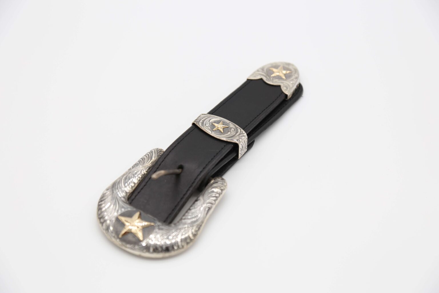 Two Toned One Star Engraved Sterling Silver Ranger Belt Buckle Set ...